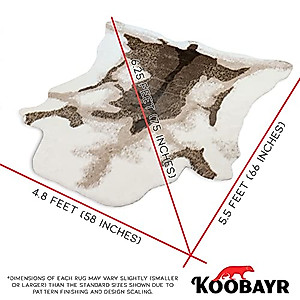 KOOBAYR Faux Cowhide Rug 5x6 feet - Cow Print Rug - Synthetic Cowhide and Western Decor Rug - Cow Rugs for Living Room Bedroom & Office Machine Washable Rug