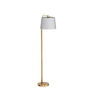 Oneach Modern Floor Lamp for Living Rooms LED Contemporary Arc Standing Lamps for Bedrooms Accent Tall Pole Gold Light for Reading with Hanging Lamp Shade Antique Brass