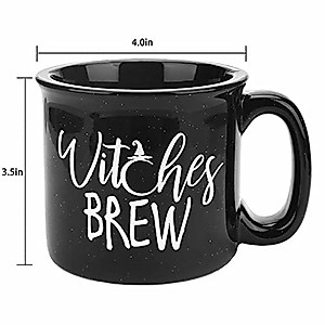 P.G Collin Halloween Witches Brew Coffee Mug for Women Men Kids – Black Ceramic Camping Mug with 14OZ Capacity