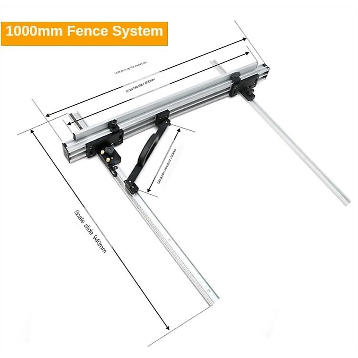New Aluminum Alloy Table Saw Fence System，31.5/40inch Flip Modification Router Circular Saw Fence, DIY Wood Working Tools And Accessories (Size : 1000mm)