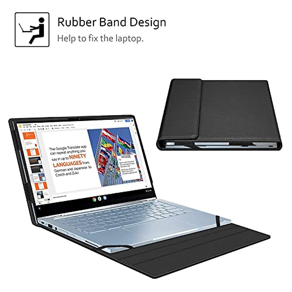 Fintie Sleeve Case for 14" ASUS Chromebook Flip C433TA / ASUS Chromebook C425 / Lenovo Yoga Slim 7 14IIL05 / Dell Latitude 7410 7420 - Premium PU Leather Portfolio Book Cover, Black