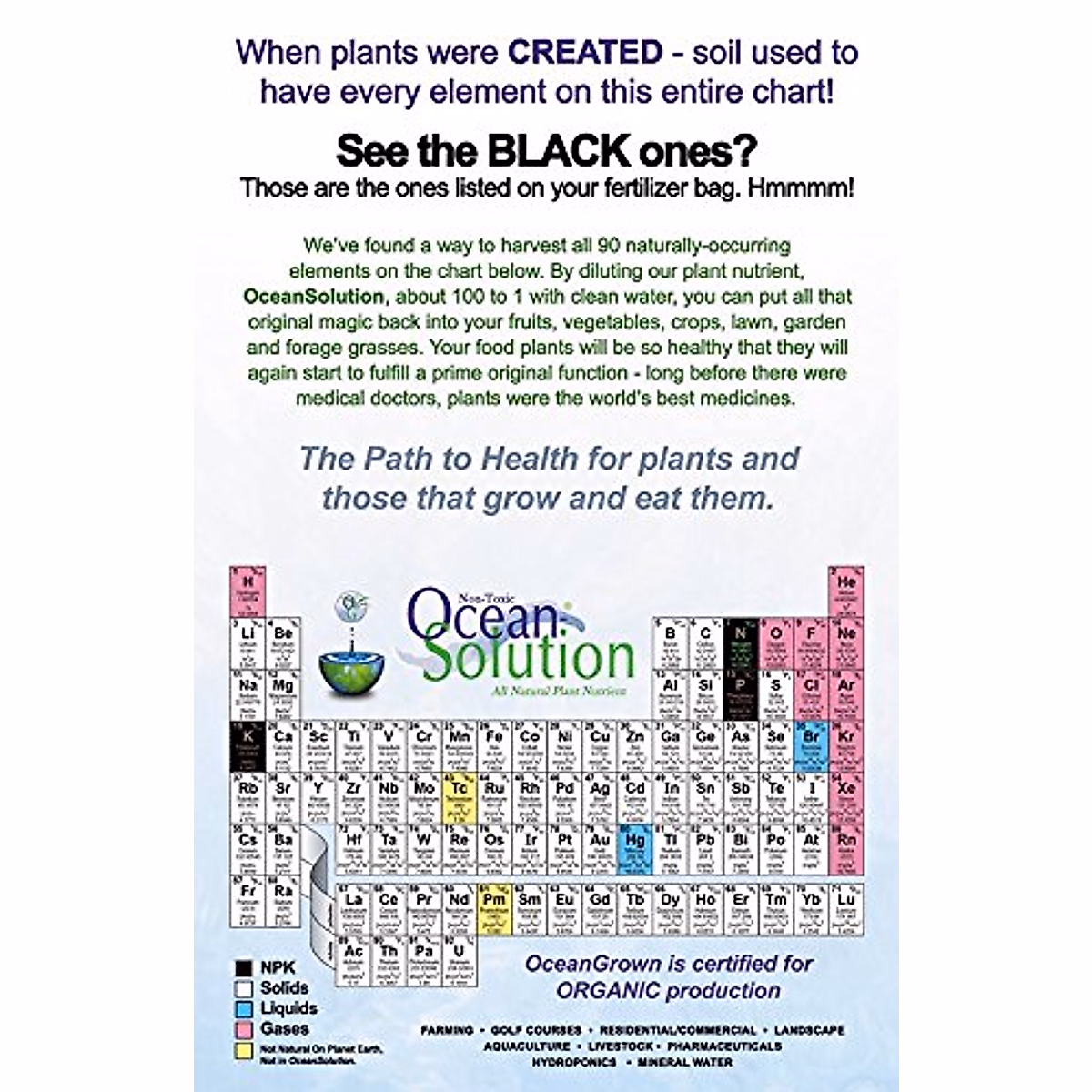 OceanSolution 2-0-3 - Plant Food - Liquid Organic Fertilizer for Gardens, Landscapes, Hydroponics (Organic Ocean Mineral Fertilizer Concentrate 1 Gallon Jug)