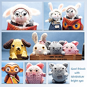 SEVENSUN Safety Eyes for Amigurumi 247 PCS, Crochet Glasses Noses and Buttons, Various Designed Crochet Accessories, Stuffed Crochet Eyes with Washers, Craft Doll Eyes and Nose