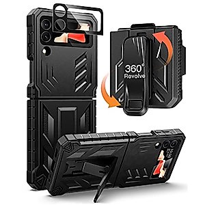 for Samsung Galaxy Z-Flip4 5G Case: Military Grade Protection Shockproof Cell Phone Case with Kickstand & Holster | Protective Drop Proof Rugged Cover for Galaxy Z Flip 4