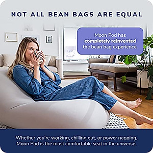 Moon Pod Adult Beanbag Chair, Gray – The Zero-Gravity Bean Bag Chair for Stress, Comfort, and All Day Deep Relaxation – Ultra Soft and Ergonomic Support for Back and Neck – for The Whole Family