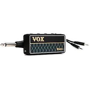 Vox amPlug 2 Bass Headphone Guitar Amp + Hosa CMM-110 Stereo Interconnect Cable - 3.5mm TRS Male to 3.5mm TRS Male - 10