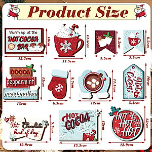 15 Pcs Christmas Tiered Tray Set with Hot Cocoa Wood Signs - Warm Winter Tabletop Decor and Centerpiece for Holiday Home Tables (Hot Cocoa)