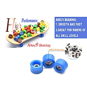SAIKOOWA 4pcs Apex 68D Urethane Fingerboard Wheels,7.5mm Diameter -ABEC-9 Ultra Spin Chrome Steel Bearings with 1pcs Fingerboard Tool (Transparent Blue)