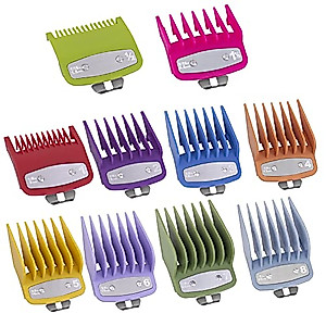 Clipper Guards Cutting Guides with Metal Clip Compatible with Wahl Clippers -Attachment #3171-500 1/8” to 1,Replacement Hair Guides Combs Set Fits for Most Full Size Hair Clippers/Trimmers (Colorful)