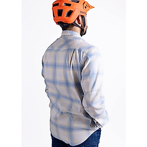 Club Ride Apparel Go Long - Men's Flannel Long Sleeve Shirt - Cream n Blue - L