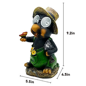 Iweshal Garden Statues Decor Outdoor Resin Garden Figurines with Solar Lights, Garden Sculptures & Statues Animal Ornaments for Outside Patio Lawn Yard Porch Christmas Decorations Gift