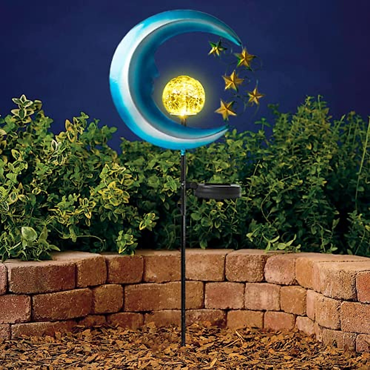 SmilingTown Solar Decorative Lights Outdoor Solar Moon Crackle Glass Globe Garden Decor Light Waterproof for Garden Patio Yard,Backyard Lawn Outdoor Decorations