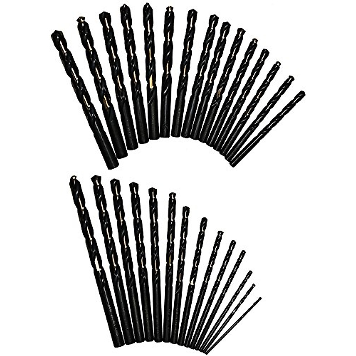 KFD29J-PC KFD 29-Piece High-Speed Steel Jobber Length Drill Bit Set in Plastic Case, Black/Gold Oxide Finish, Round Shank, Spiral Flute, 135 Degrees Split Point, 1/16 to 1/2 Size