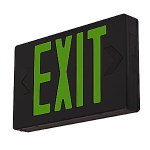 LFI Lights - UL Certified - Hardwired Green LED Standard Exit Sign - Black Housing - Battery Backup Emergency Lighting - LEDGBBB (1 Pack)