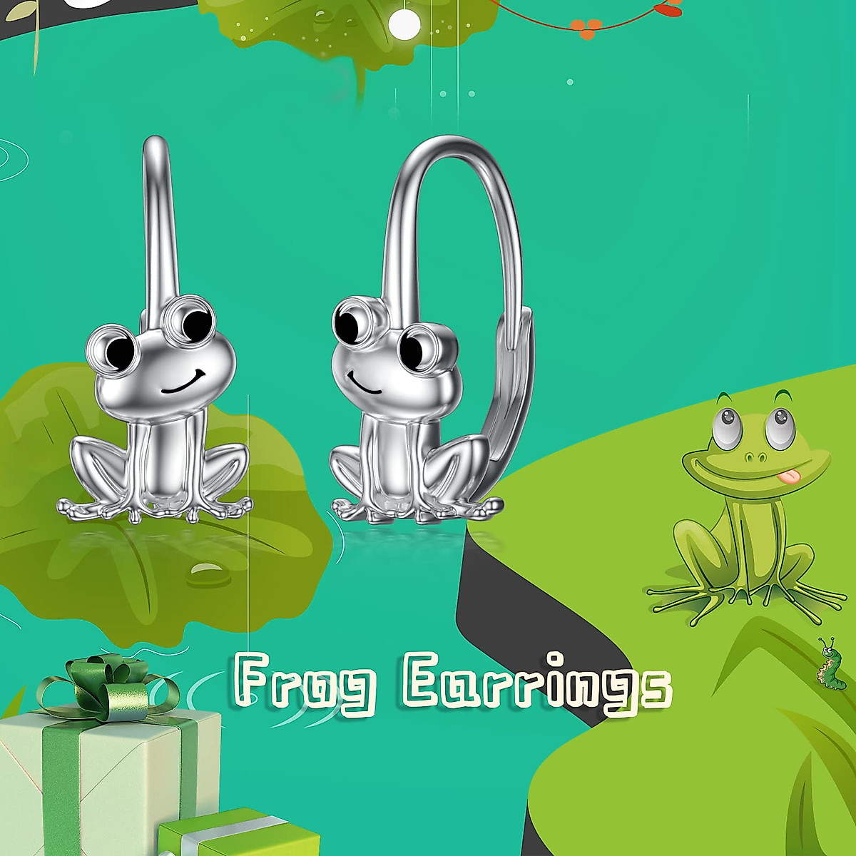 MEIDERBO Frog Earrings S925 Sterling Silver Hypoallergenic Frog Hoop Earrings Women Frog Jewelry Gifts for Daughter