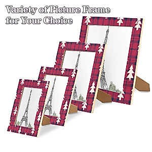 POFATO Red Plaid Christmas Tree 8x10 Picture Frame Wood Photo Frame for Tabletop Display Wall Mount Picture Frame Display 8 x 10 Inch Photo Wall Decor Home Gift Frames
