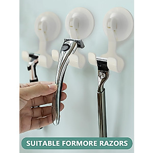 NL HOME 2-Pack Razor Holder with Suction Cup for Home or Hotel, Vacuum Wreath Hangers for Door or Window, Black