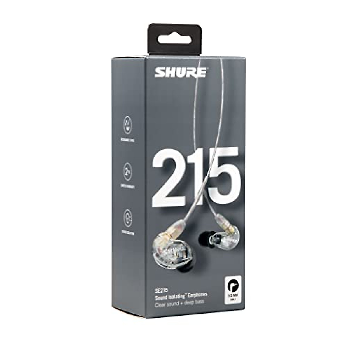 Shure SE215 PRO Wired Earbuds - Professional Sound Isolating Earphones, Clear Sound & Deep Bass, Single Dynamic MicroDriver, Secure Fit In Ear Monitor, plus Carrying Case & Fit Kit - Clear (SE215-CL)