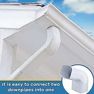 Blulu 2 x 3 Inch 75 Degree Downspout Gutter Elbow Style A White Aluminum Downspout Elbow Roofing Gutters and Downspouts Parts for Rain Gutter Down Spout Drain(2 Pcs)