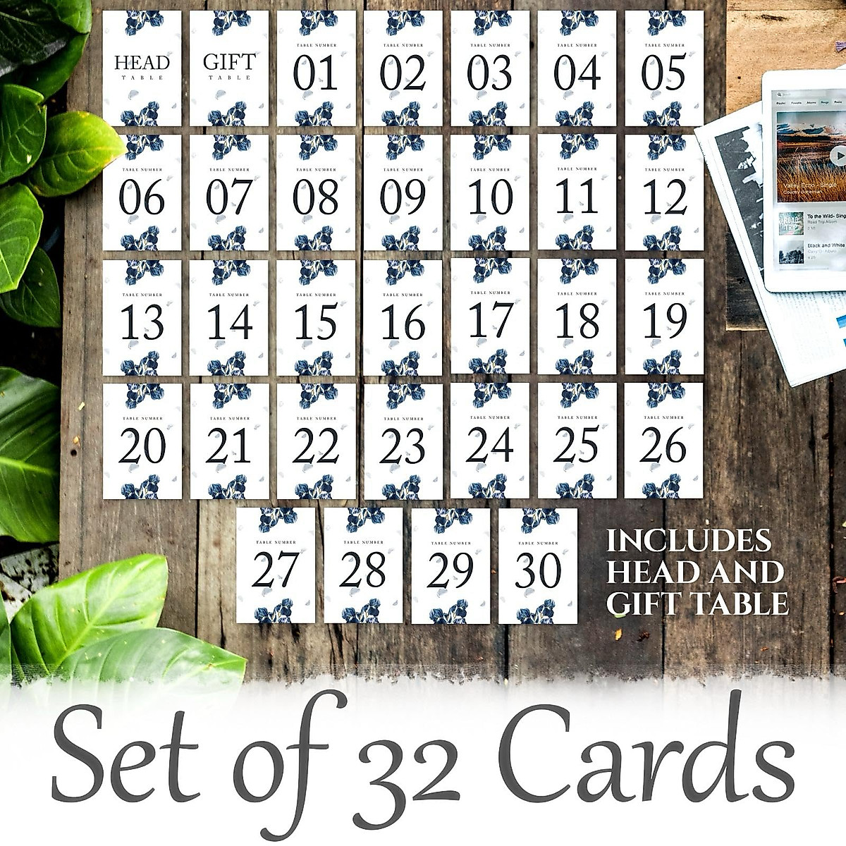 1-30 Table Numbers, Wedding Table Numbers Plus Head Table and Gift Table 32 Pieces, Double Sided Wedding Reception Table Numbers, Wedding Seating Chart, Special Event Table Number Signs 4x6.