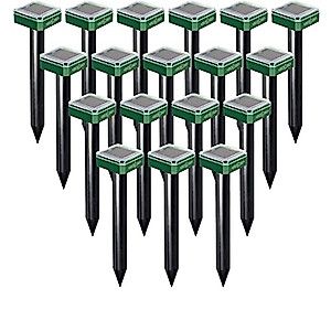 Gold Label 18 Pack Solar Mole Repellent Ultrasonic | Humane Solar Pest Remover Spikes - Gopher Repellent Ultrasonic Solar Powered for Groundhog, Vole, Mole, Snake, Chipmunk, Raccoon, & Squirrels