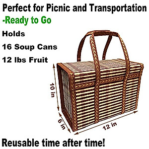 Picnic Basket for 2 with lid Handle,Picnic Baskets Empty for Gifts Cheap-Foldable