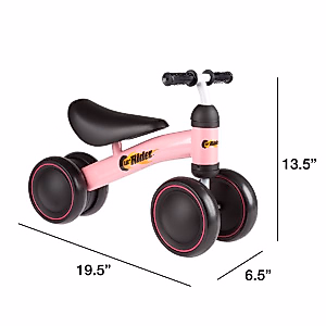 Ride On Mini Trike with Easy Grip Handles, Enclosed Wheels and No Pedals for Learning to Walk for Baby, Toddlers, Boys and Girls by Lil’ Rider (Pink)