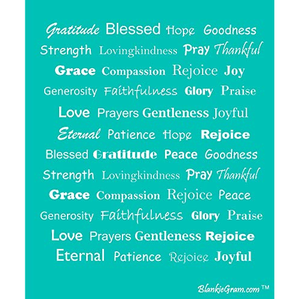 BlankieGram Christian Blanket - “Faith” Plush Throw Blanket - Inspired Gifts Ideas for The Entire Family, Comfort Gifts, Teal