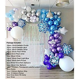 Frozen Balloon Garland Arch Kit - Snowflake balloons for Princess Girl Elsa Baby Shower Frozen Birthday Party Decorations Supplies