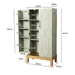 HOLTICO 45'' Kitchen Pantry Cabinet,Storage Cabinet with Doors and Adjustable Shelves,Food Pantry Cabinet for Kitchen,Dining Room,Living Room and Garage,Gold Lines and Legs,Green Cabinet.