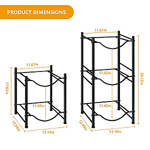 Vrisa Water Cooler Jug Rack Water Bottle Holder 3 Tier Water Bottle Storage 3/5 Gallon Water Cooler Rack Heavy Duty Rack Save Space for Home Office Kitchen, Black