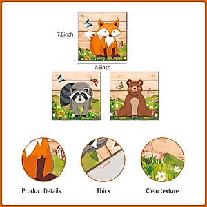 CAKIROTS 3D Woodland Nursery Decor for Bear Racoon and Fox Baby Boy Nursery Decor for Kids Bedroom, Baby Room Decor Gift