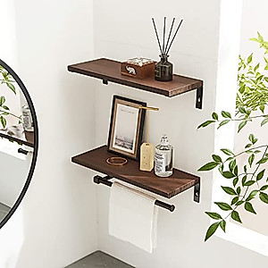 Hoimpro Floating Shelves Wall Mounted , Set of 2, Wall Shelves Paper Towel Holder for Bedroom Living Room Bathroom Kitchen