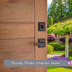 Baldwin Torrey Pines, Front Entry Handleset with Interior Lever, Featuring SmartKey Deadbolt Re-Key Technology and Microban Protection, in Venetian Bronze