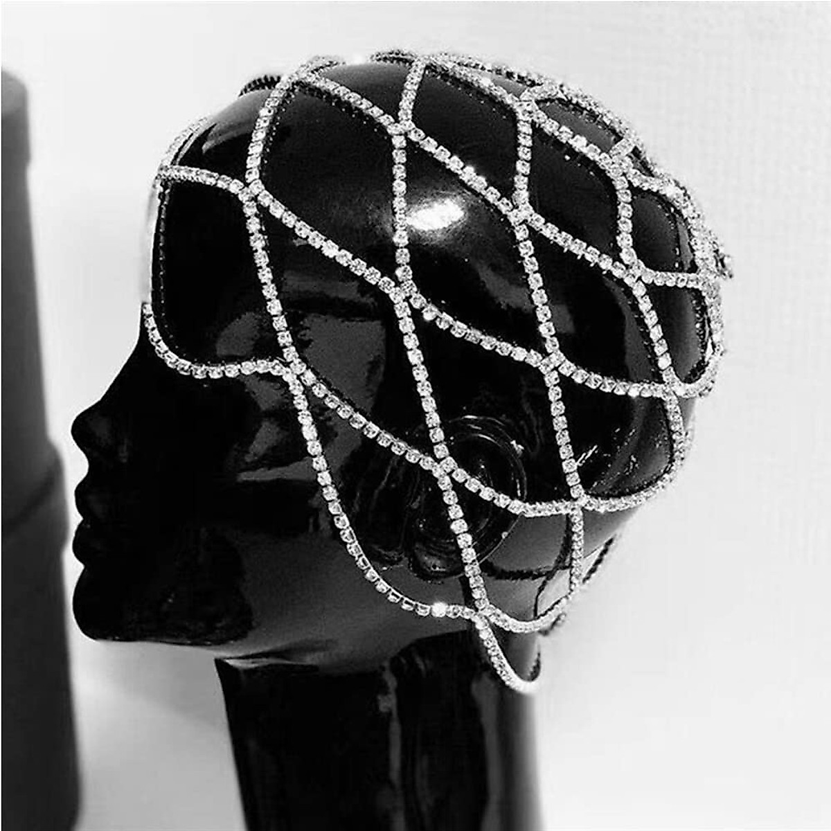 Rhinestone Cap Headpiece For Women Crystal 1920s Tassel Hair Accessories Belly Cap Headpieces Wedding Bridal Head