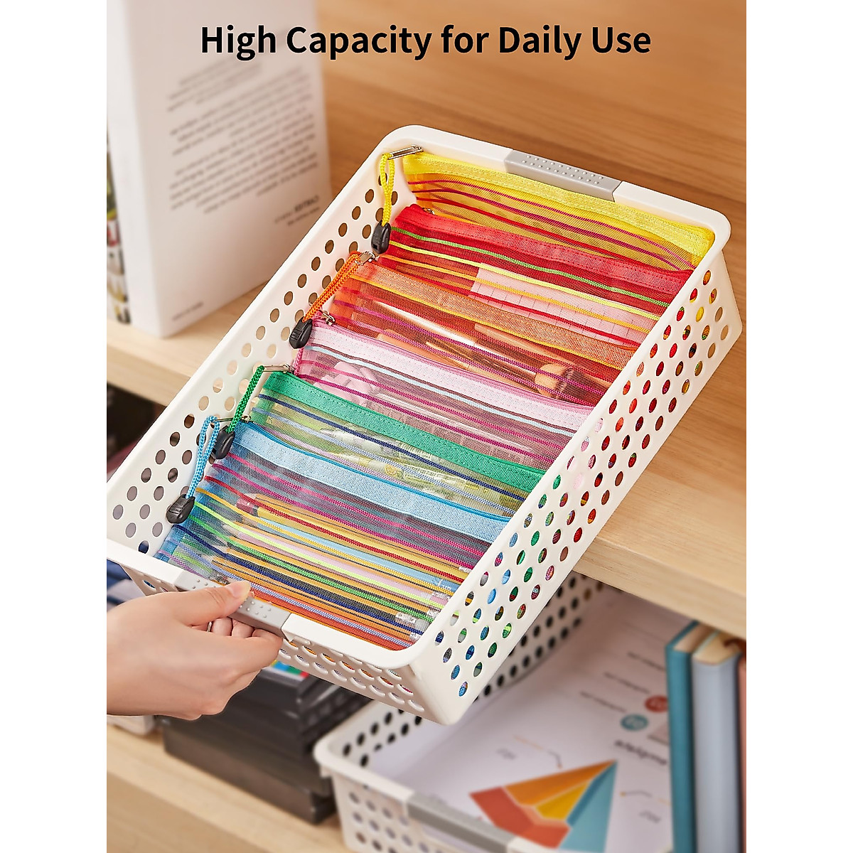 JARLINK 120 Pack Mesh Zipper Pouch, Zipper Pouch bulk in 10 Colors, Multipurpose Travel Zipper Bags for Organizing Makeup Essentials, Travel Accessories, Office, School and Teacher Supplies