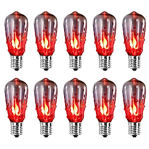 10 Pack Halloween Flicker Flame Replacement Bulbs, ST40 Halloween Bloody Drop Bulbs with Red Flickering Flame for Outdoor String Lights Halloween Party Haunted House, 1W E17 Intermediate Base Bulb
