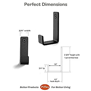 Piffny 6 Pack Heavy Duty Coated Stainless Steel Hooks for Indoor & Outdoor Use (Black)