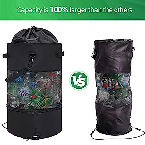 EZAKIE Boat Trash Bag Large Boat Trash Can for 80+ Cans, Boat Trash Container with Bottom Zipper Opening, Outdoor Boat Garbage Sack Storage Bag Hanging Portable Mesh Fishing Boat Accessories (Black)