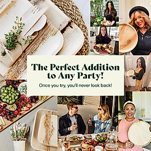 Chic Leaf Compostable & Biodegradable Palm Leaf Disposable Bamboo Plates - Disposable Party Plates for Appetizers (1, 7'' (Pack of 50))