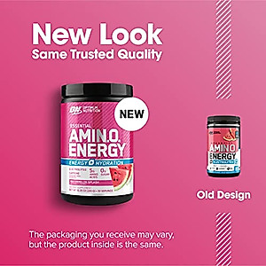 Optimum Nutrition Amino Energy Plus Electrolytes Energy Drink Powder, Caffeine for Pre-Workout Energy, Amino Acids / BCAAs for Post-Workout Recovery, Watermelon Splash, 30 Servings- Packaging May Vary