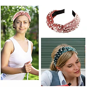 LOVNFC Womens Headbands, 6Pcs Knotted Head Bands No Slip Fashion for Girls Wide Top Knot Turban Velvet Hair Hoops