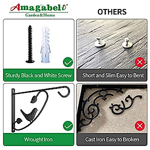 Amagabeli 4 Pack 12 inch Hanging Brackets for Plants Outdoor Hooks Hangers Planter Baskets Flower Pot Bird Feeder Wind Chimes Lanterns for Indoor Wall Fence Trees Patio Garden Post Arm Black BG152