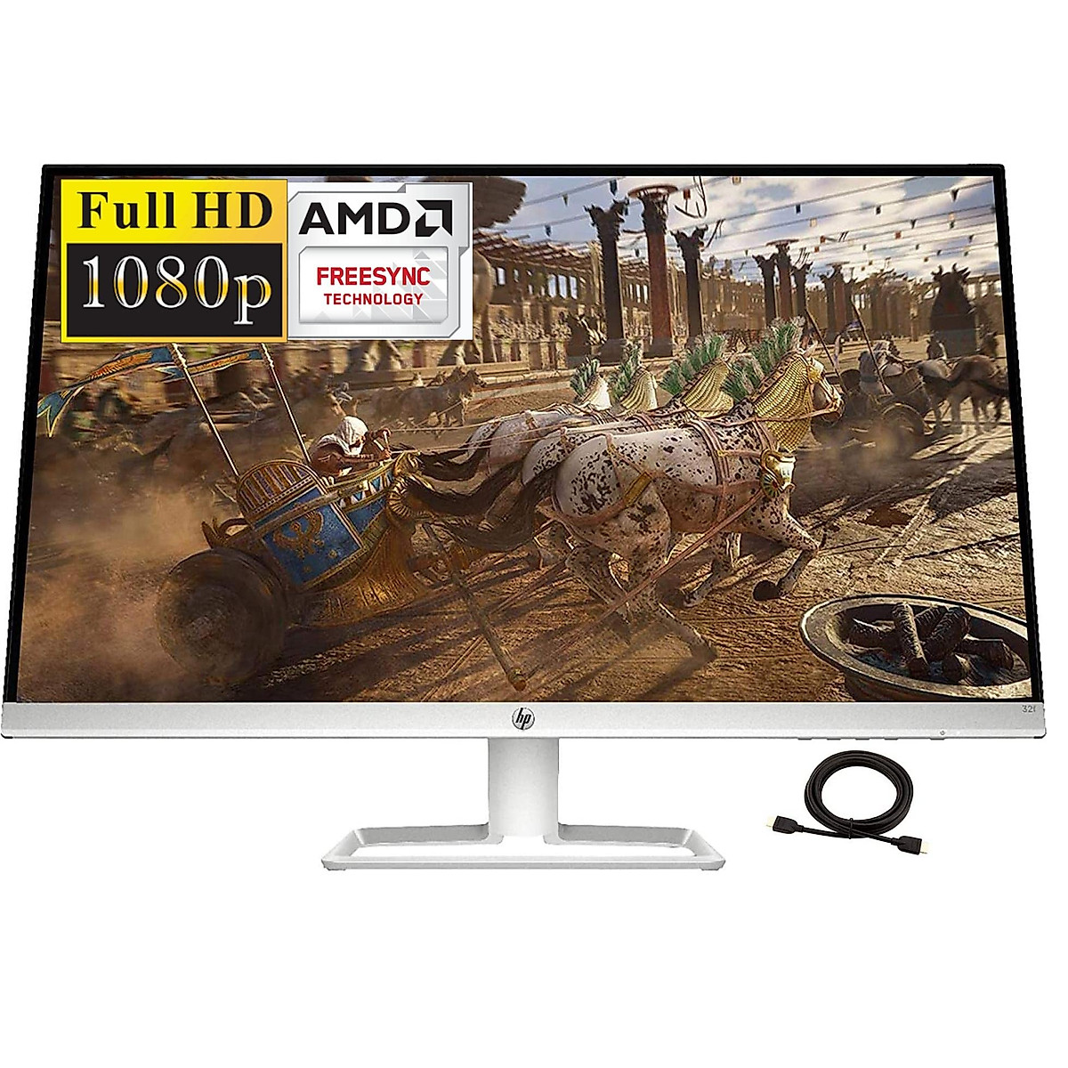 HP 2022 Premium M32f 75Hz 31.5" Widescreen VA LED FHD 1080P Anti-Glare Monitor for Business and Student, AMD FreeSync, 7ms Response Time, 2X HDMI, VGA, 178°, AllyFlex HDMI Cable