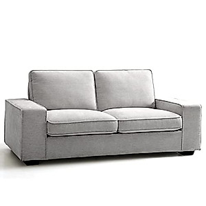 MAEVIS 71.25'' Modern Loveseat Sofa for Living Room,Fabric Sofa Couches for 2 Cushion with Solid Wood Frame,High Density Cotton,Comfy Futon Couch with Removable Back Cushion for Small Space(Grey)