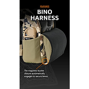 Mystery Ranch Bino Harness 12x, Chest Rig, Binocular Case, Tactical Pouch, for Rough Country, Hunting, Outdoors - Coyote-XL