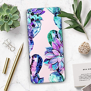 DesignSkinz Watercolor Cactus Succulent Bloom V15 Protective Vinyl Decal Wrap Skin Cover Compatible with The Samsung Galaxy S20 (Screen Trim & Back Glass Skin)