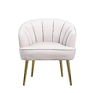 Morden Fort Velvet Barrel Club Chair Accent Armchair with Golden Legs for Living Room Bedroom Home Office Conner, White
