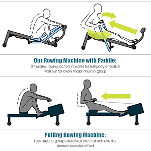 GYMAX Hydraulic Rowing Machine, Full Motion Rower with Adjustable Resistance & LCD Monitor for Cardio Exercise, Home/Office/Apartment (Silver)