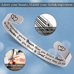 Btysun Inspirational Bracelets for Women Best Friend Bracelets Uplifting Quotes Engraved Cuff Bracelet Gifts for People with Anxiety Sister Daughter Teen Girl Gifts